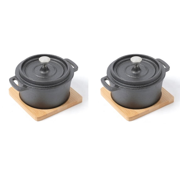 HAWOK Cast Iron Mini Round Cocotte Set, Dia.3.9”, 9oz. Mini Dutch Oven ...