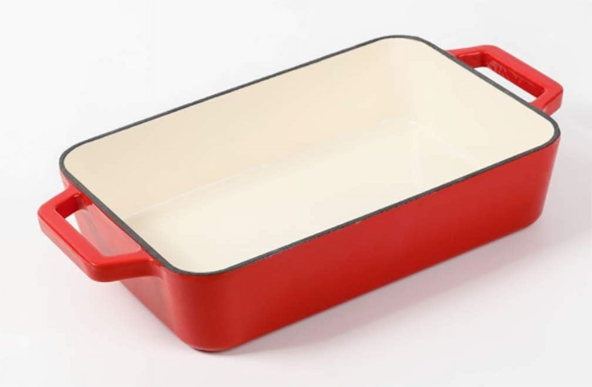 HAWOK Enameled cast iron baker dish Rectangle Roaster pan red color red ...