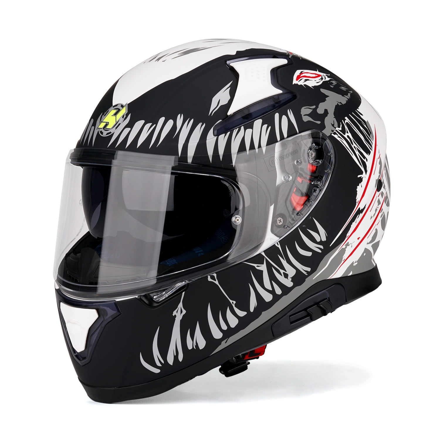 HAX Full Face Motorcycle Helmet with Dual Rear Wing, Motorbike Street ...