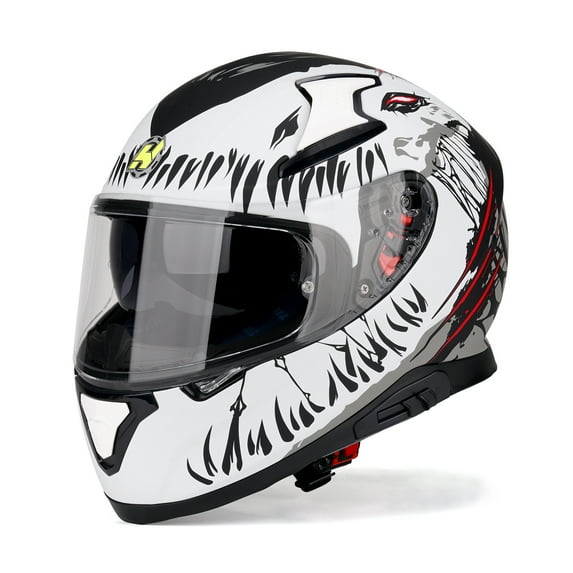 HAX Full Face Motorcycle Helmet with Dual Rear Wing, Motorbike Street ...