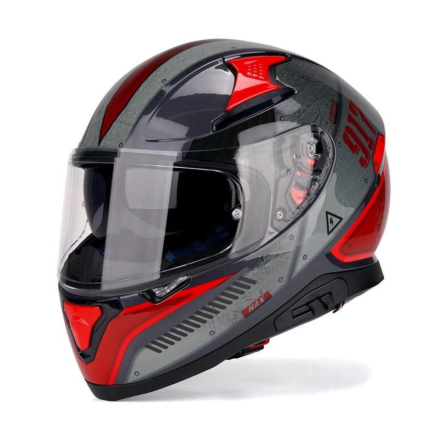 HAX Full Face Motorcycle Helmet with Dual Rear Wing, Motorbike Street ...