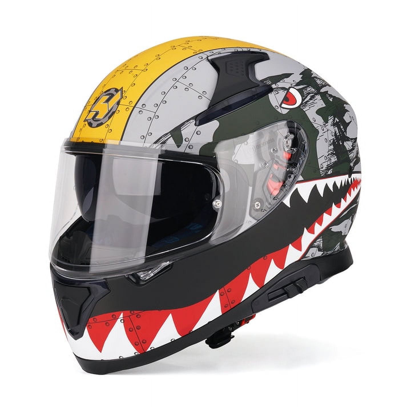 HAX Full Face Motorcycle Helmet, Dual Rear Wing, Street Bike, Pinlock ...