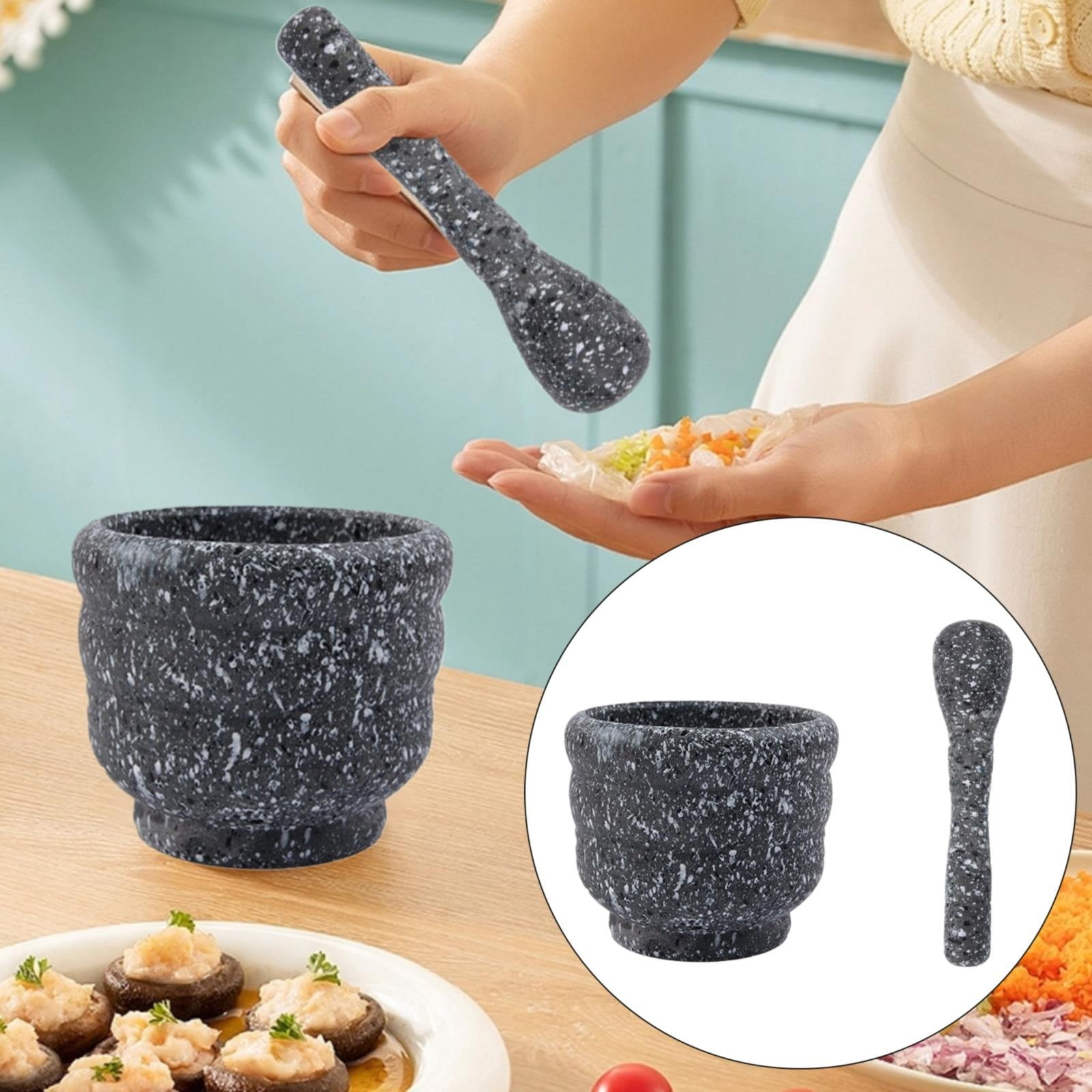 HAXIHA And Mortar Natural Wooden Stone Cup And Crusher Set Herbal ...