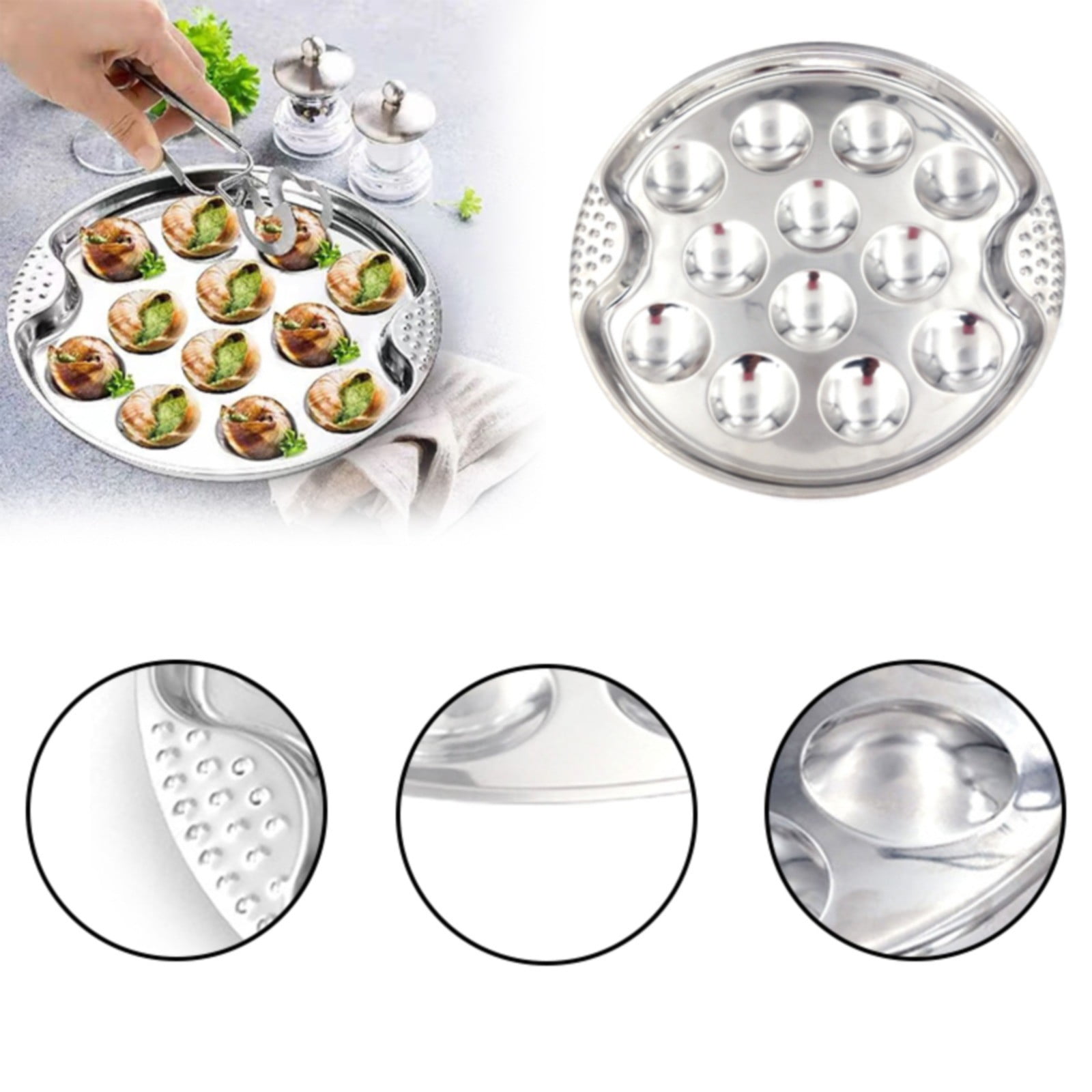 HAXIHA NEW Stainless Escargot Plates With 12 Compartment Holes Escargot ...
