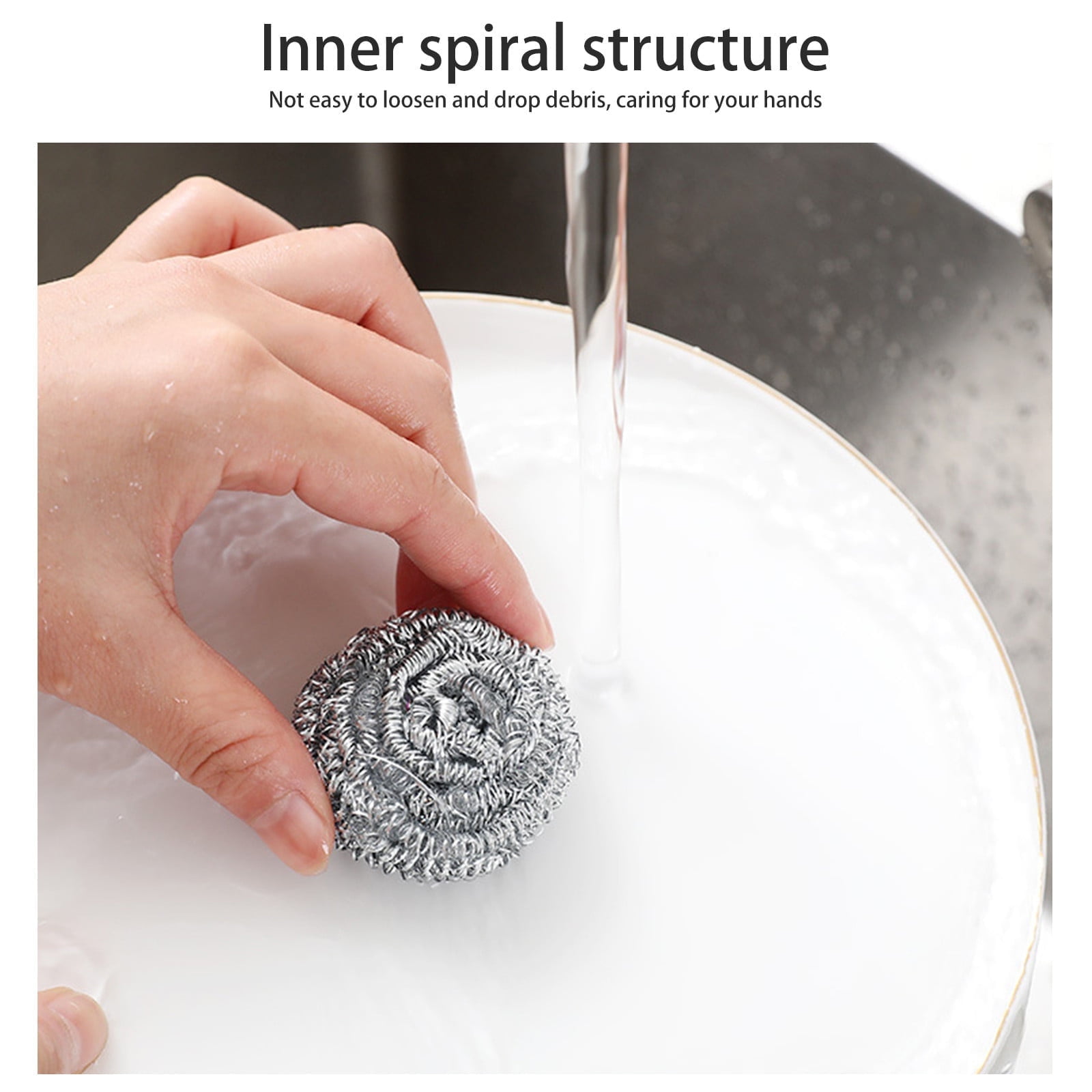 HAXMNOU 1 Pc Steel Wool Scrubber, Metal Kitchen Scrubbing Sponges ...
