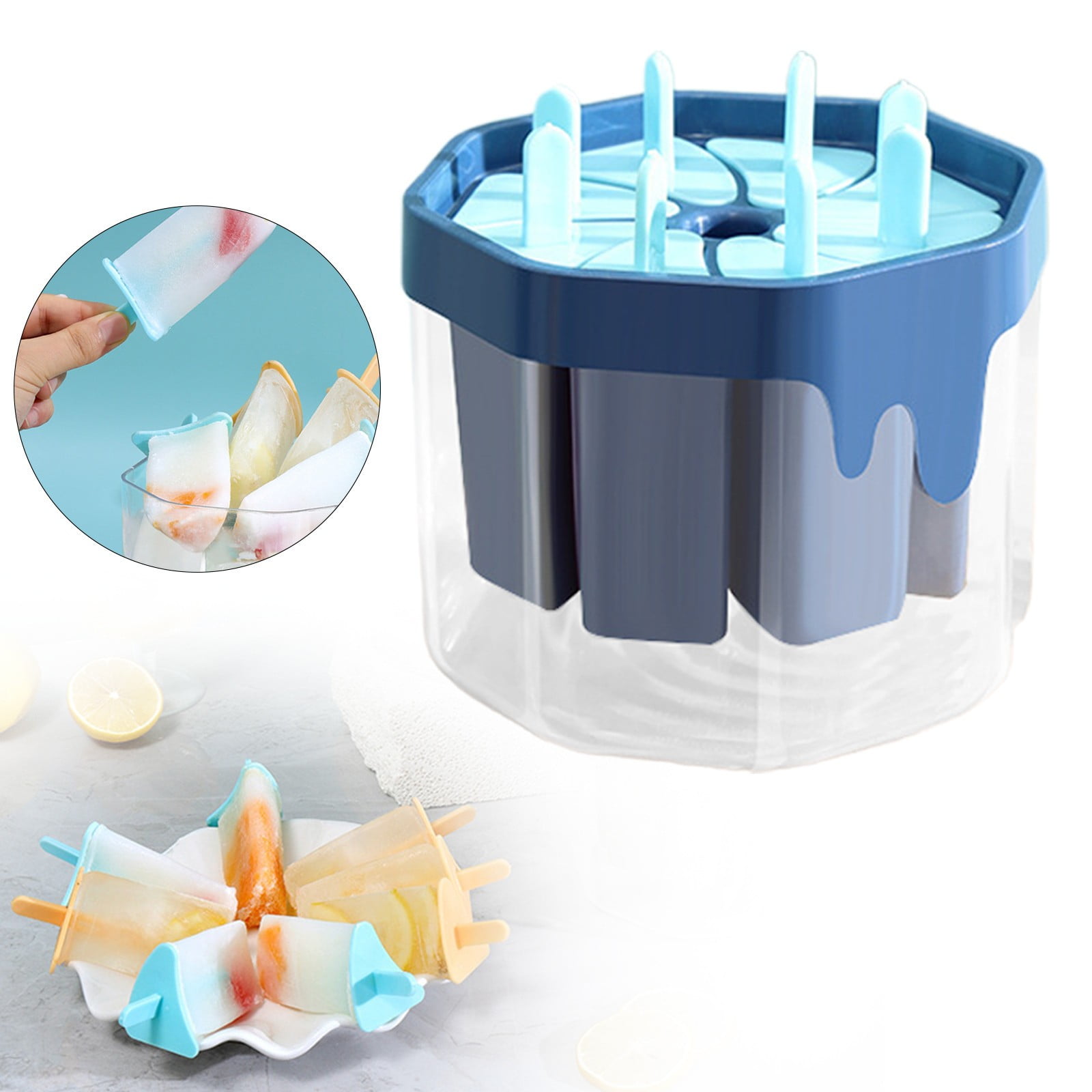 HAXMNOU 8-Cavity Ice Cream Mold and Freezer Tray, DIY Reusable Popsicle ...
