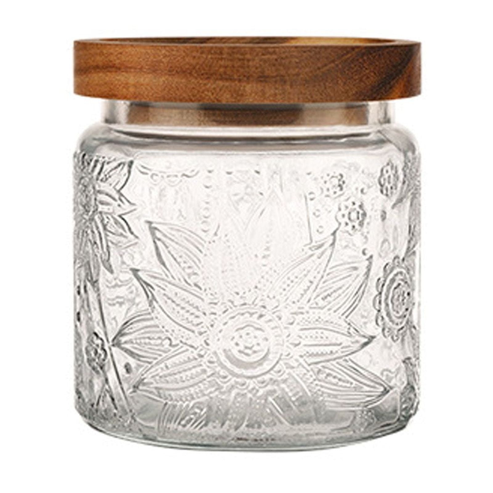 HAXMNOU Clearance Embossed Vintage Glass Jar with Airtight Lid, Decorative Storage Container for ...