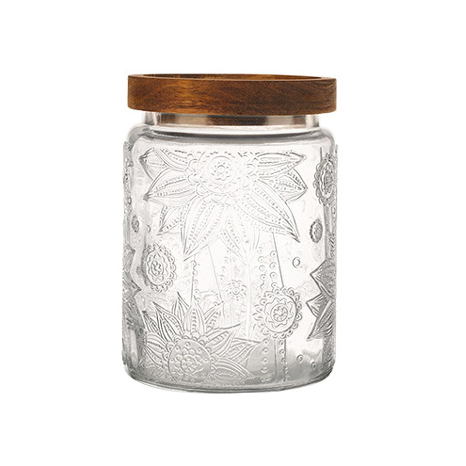 HAXMNOU Clearance Embossed Vintage Glass Jar with Airtight Lid, Decorative Storage Container for ...