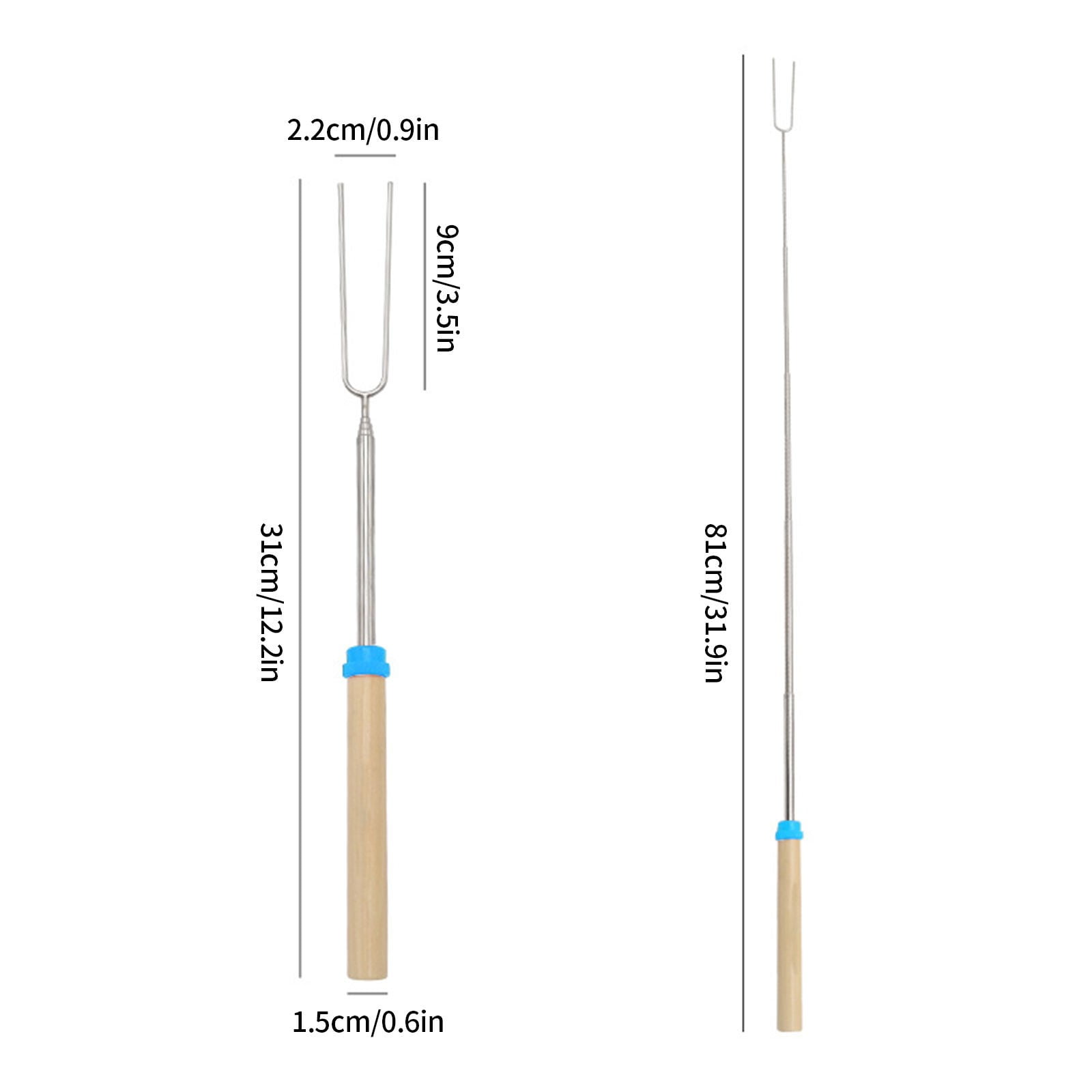 HAXMNOU Extendable 32in Long Metal Barbecue Skewers with Wooden Handle ...