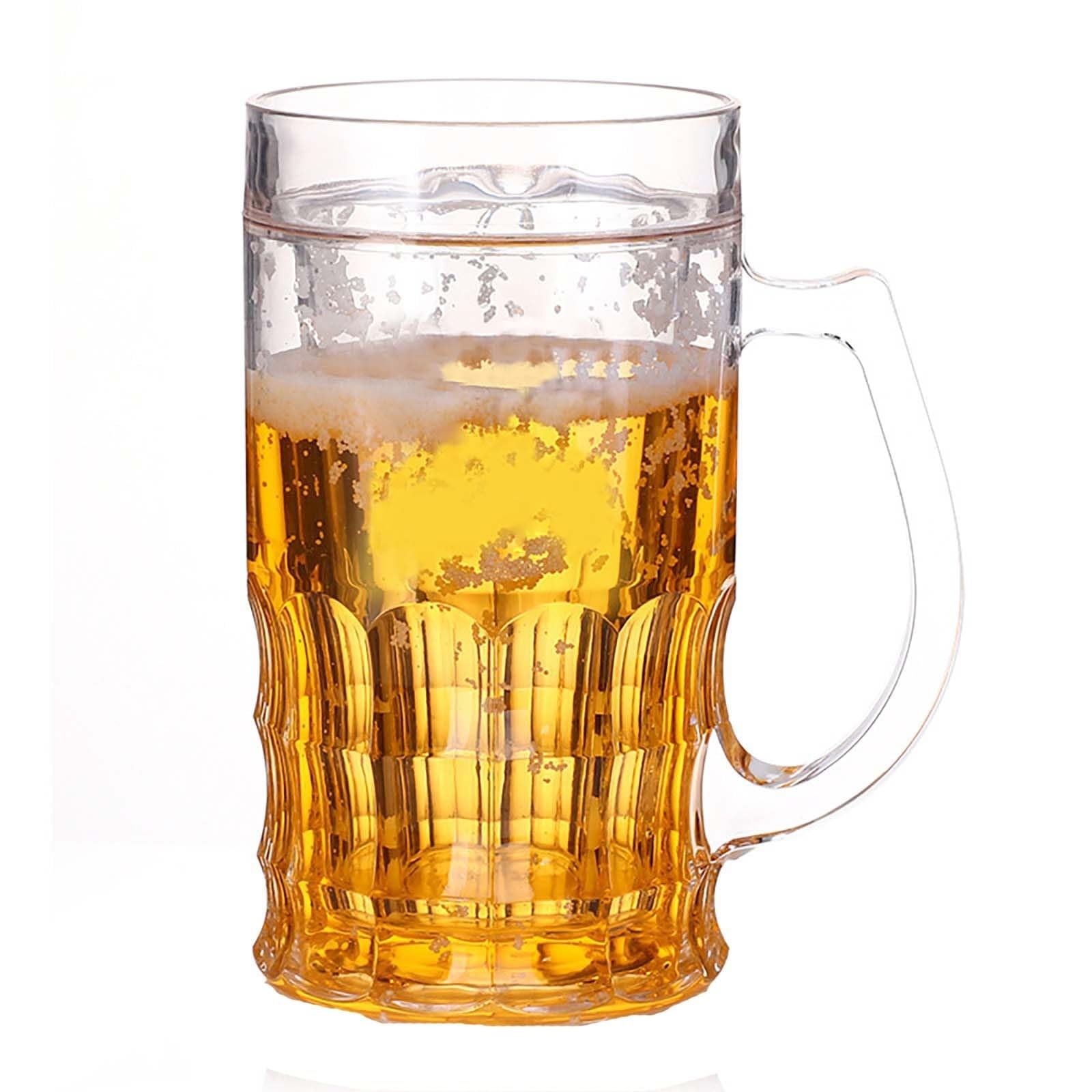 HAXMNOU Fake Beer Mug Double Layer Funny Beer Mug, Transparent Joke Cup ...