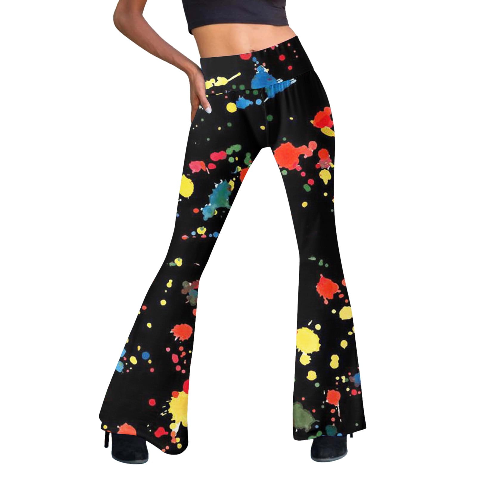 HAXMNOU Flared Leggings For Women Tie-Dyed High Waist Flare Wide Leg ...