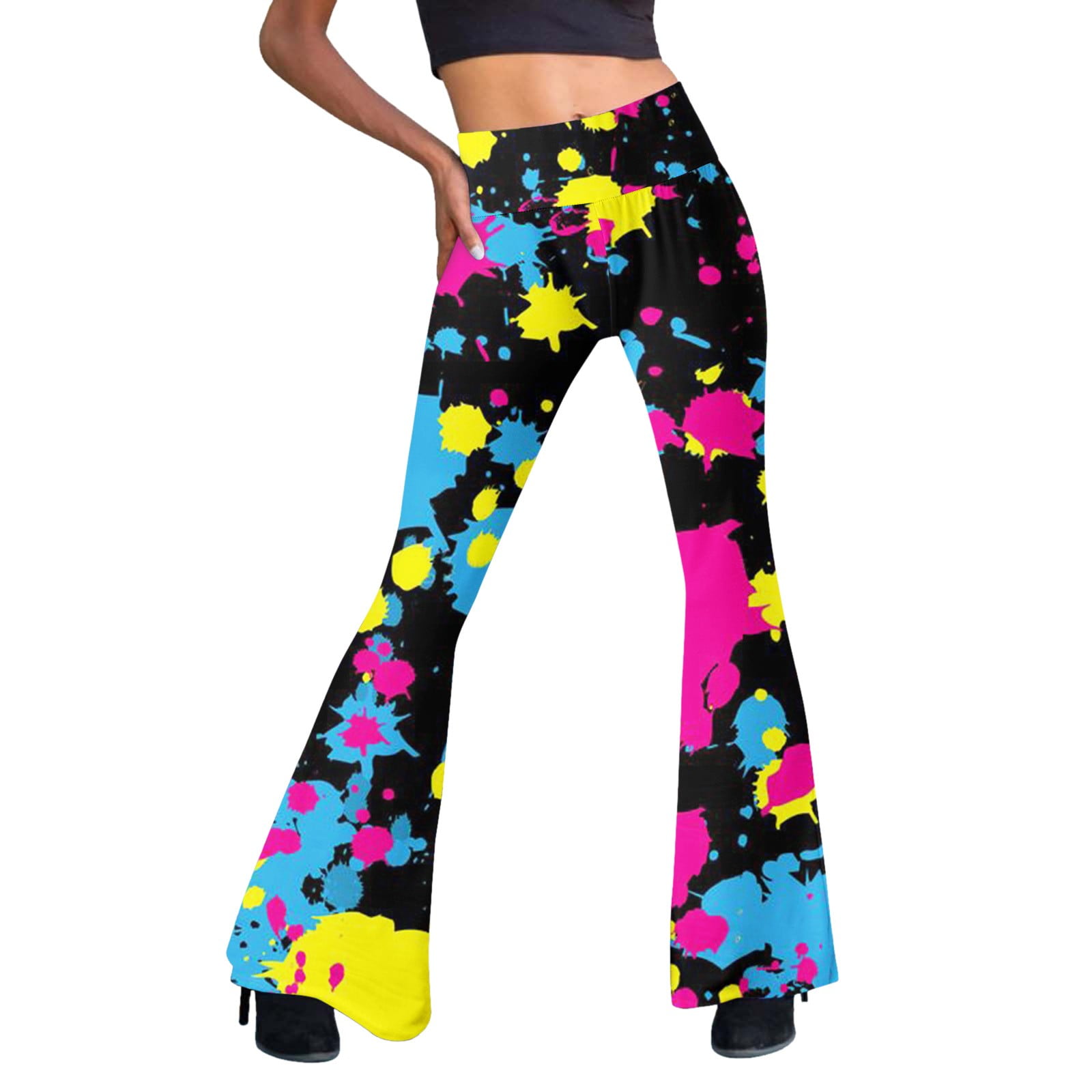 HAXMNOU Flared Leggings For Women Tie-Dyed High Waist Flare Wide Leg ...