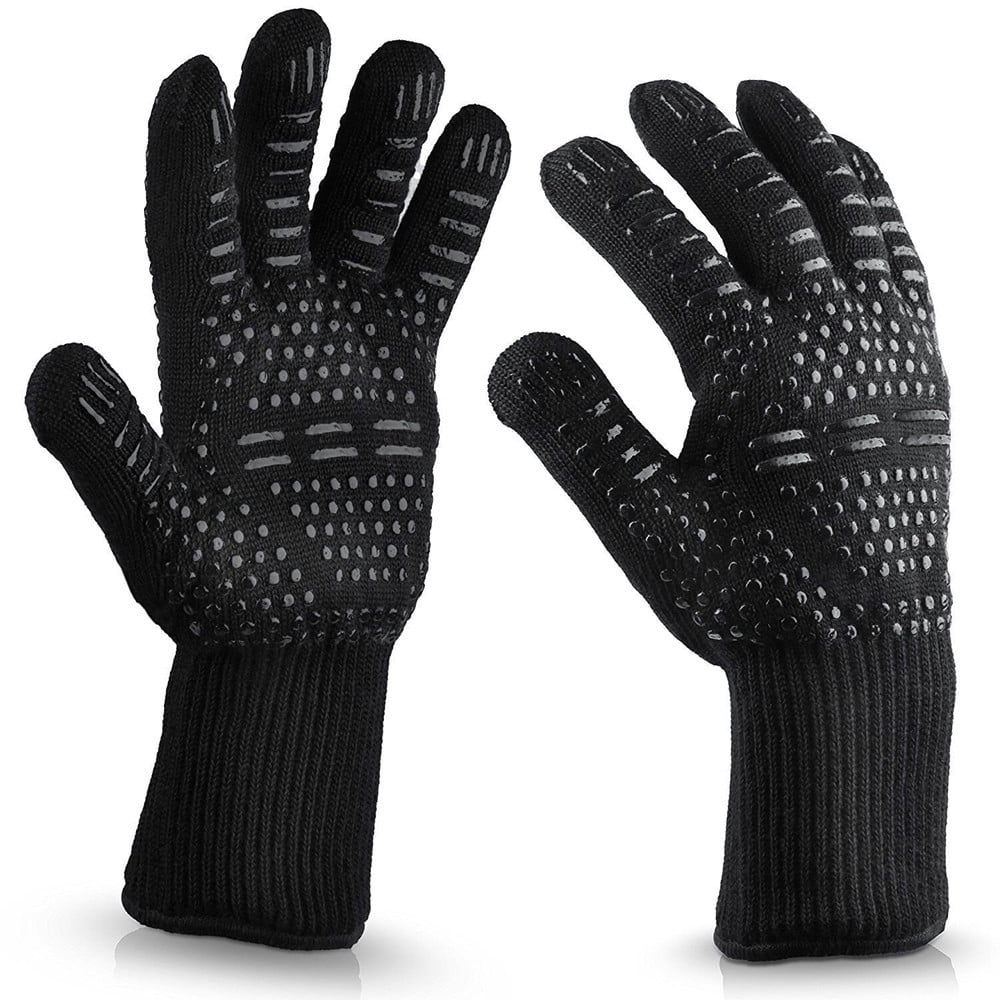 HAXMNOU Hot BBQ Grilling Cooking Gloves Extreme Heat Resistant oven Welding Gloves - Walmart.com