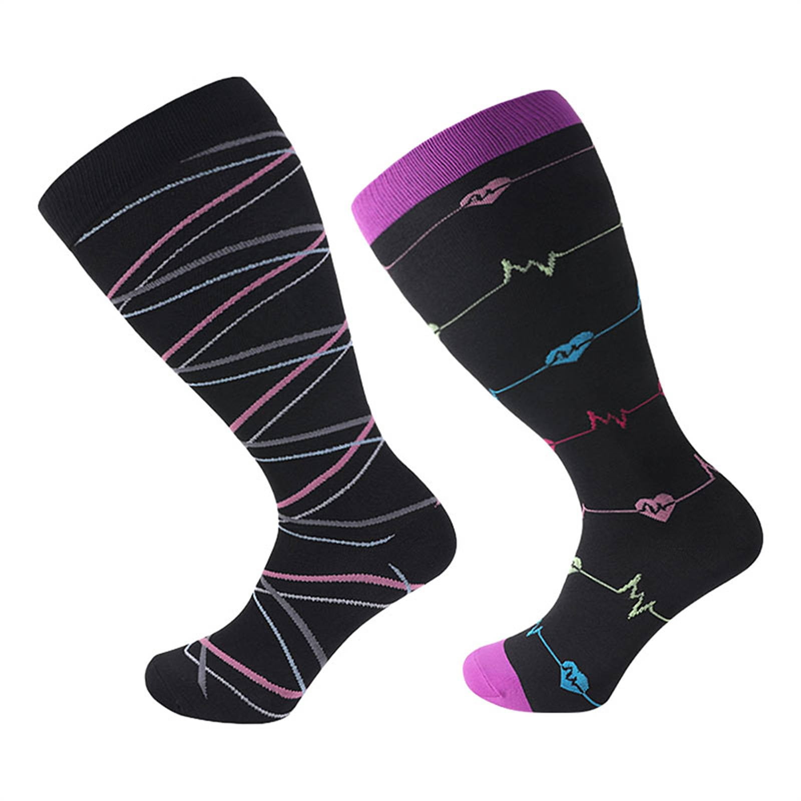 HAXMNOU Plus Size Compression Socks For Women Men Wide Calf Extra Wide ...