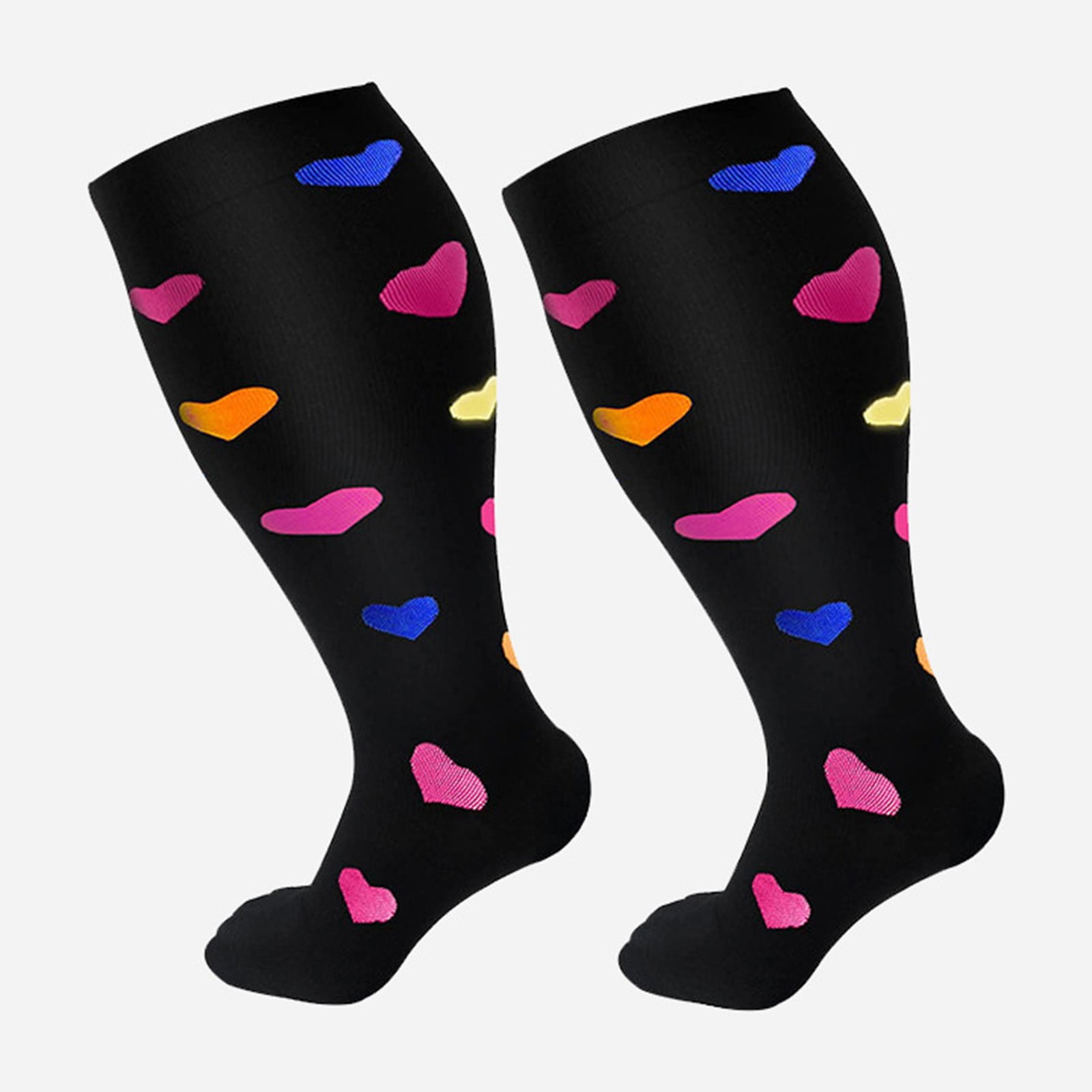Haxmnou Plus Size Compression Socks For Women And Men Extra Wide Calf Knee High Stockings For