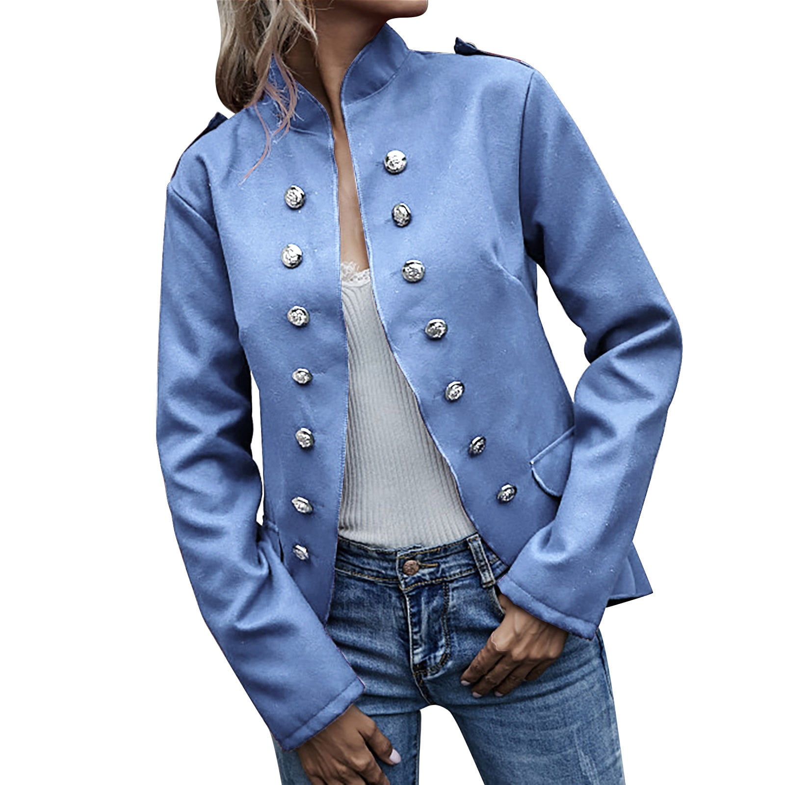 HAXMNOU Plus Size Jackets for Women Trendy Womens Double Button Front ...