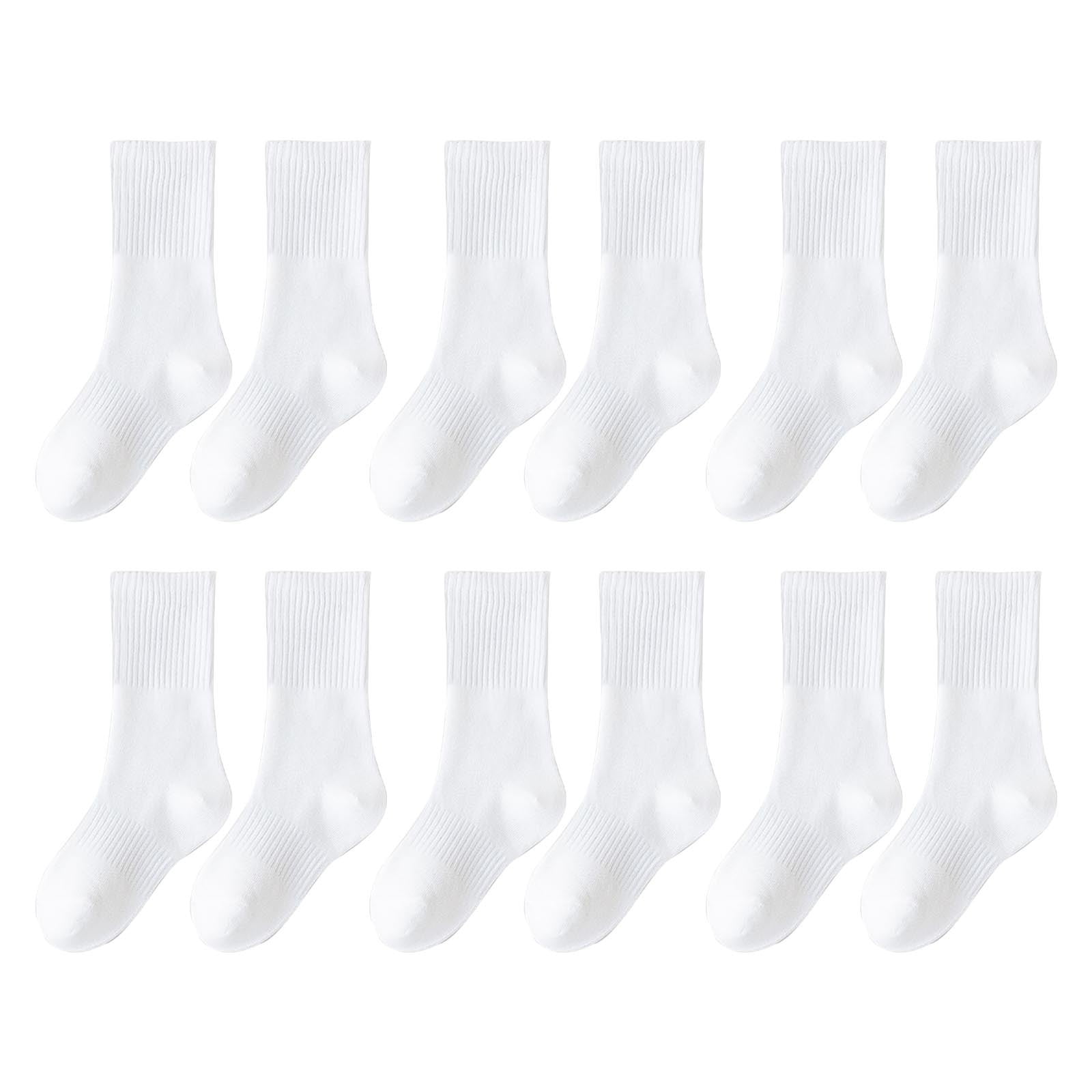 HAXMNOU Running Socks 6Pcs Autumn and Winter White Student Socks Cotton ...