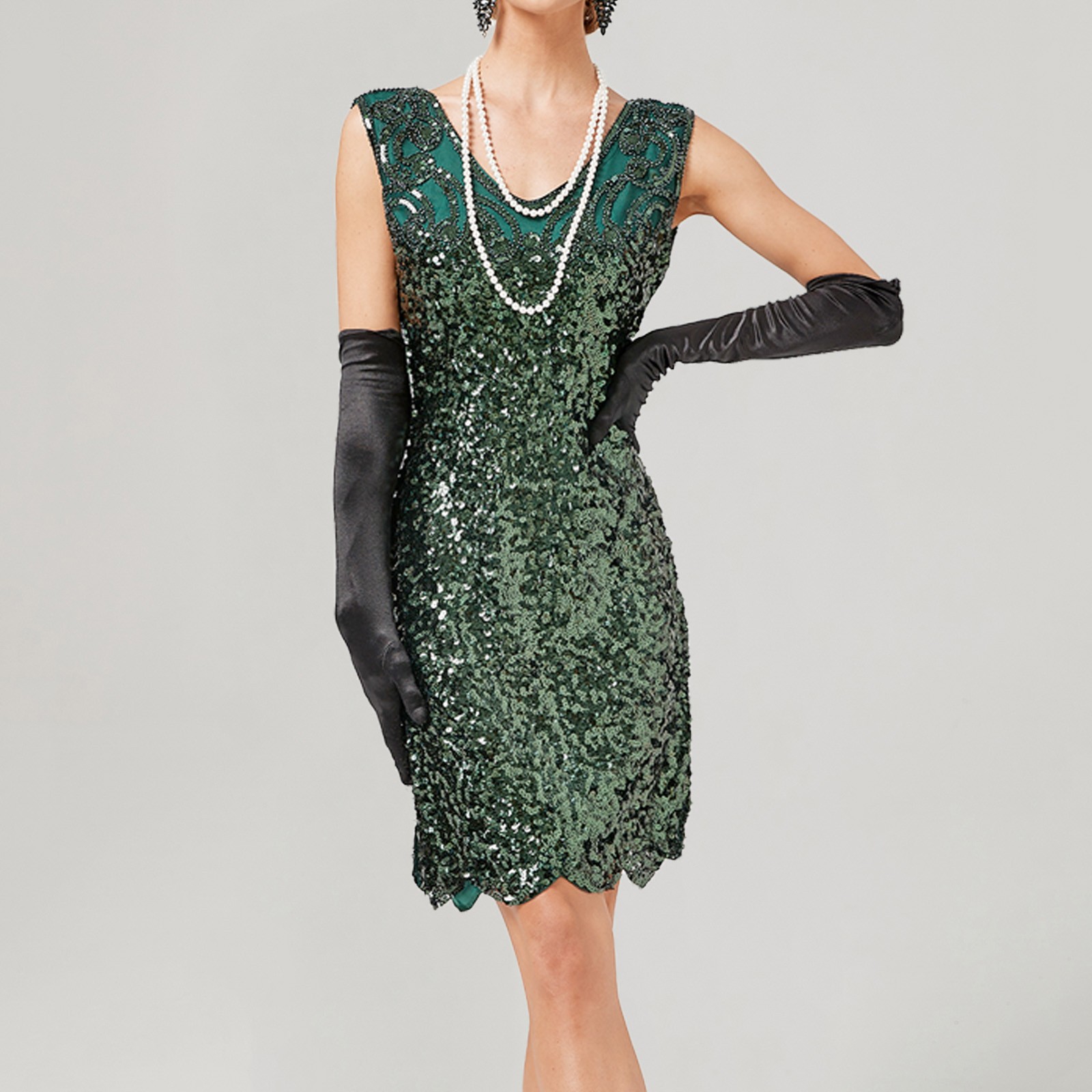 HAXMNOU Women 1920's Dress Sequin Fringe Party Great Gatsby Flapper ...