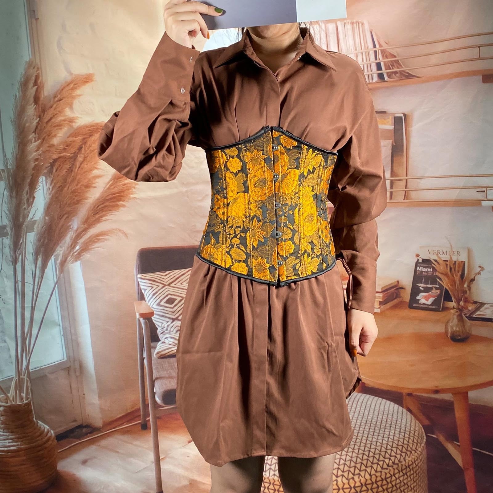 HAXMNOU Women Burlesque Lace Up Basque Lingerie Waist Clincher Bustier ...