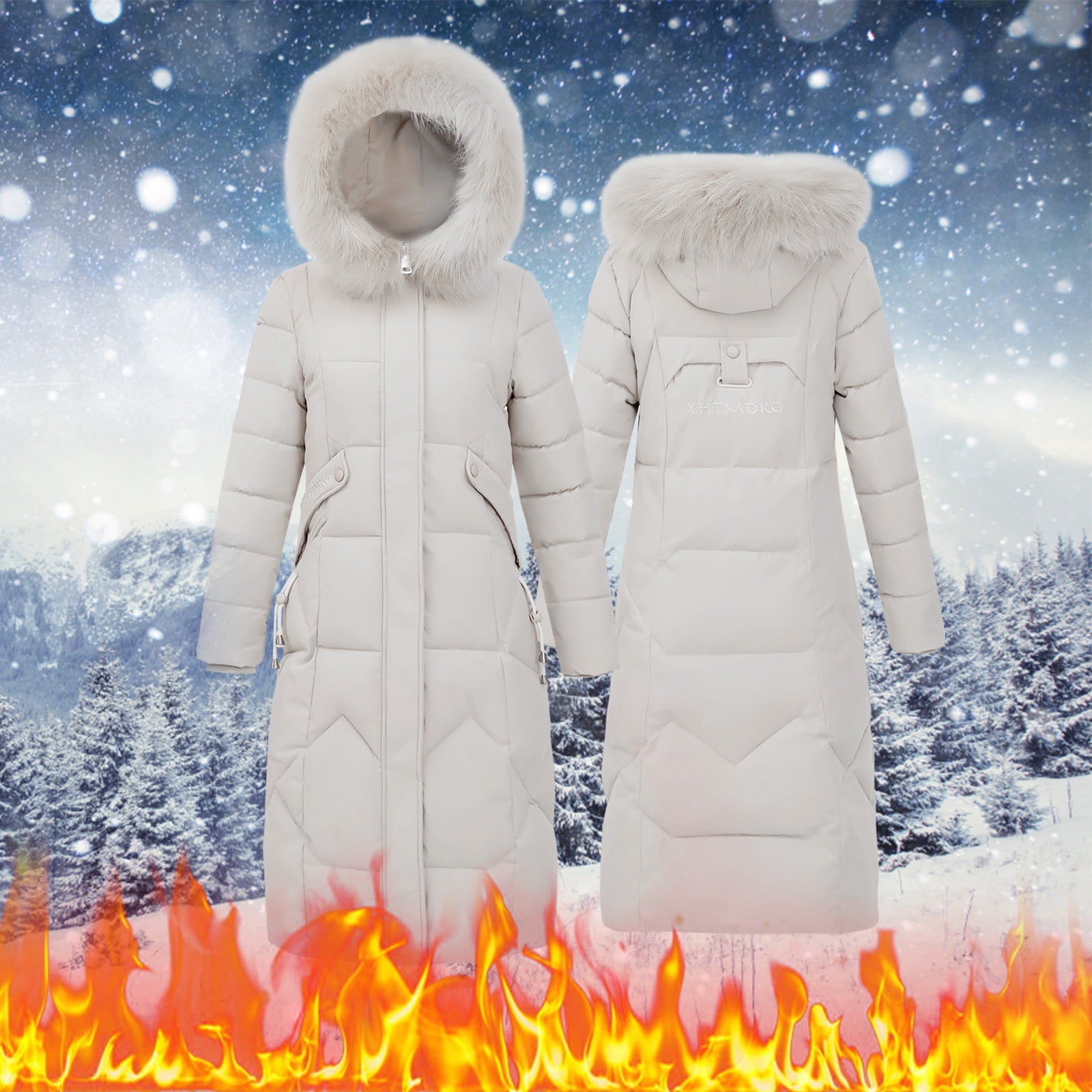 HAXMNOU Women Overcoat Parka Puffer Quilted Coat Jacket Warm Hooded ...