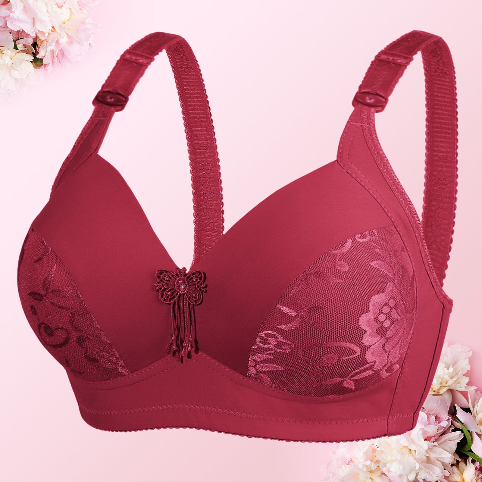 HAXMNOU Women Push Up Bra Plus Size Lace Underwire Soft Padding Lift Up ...