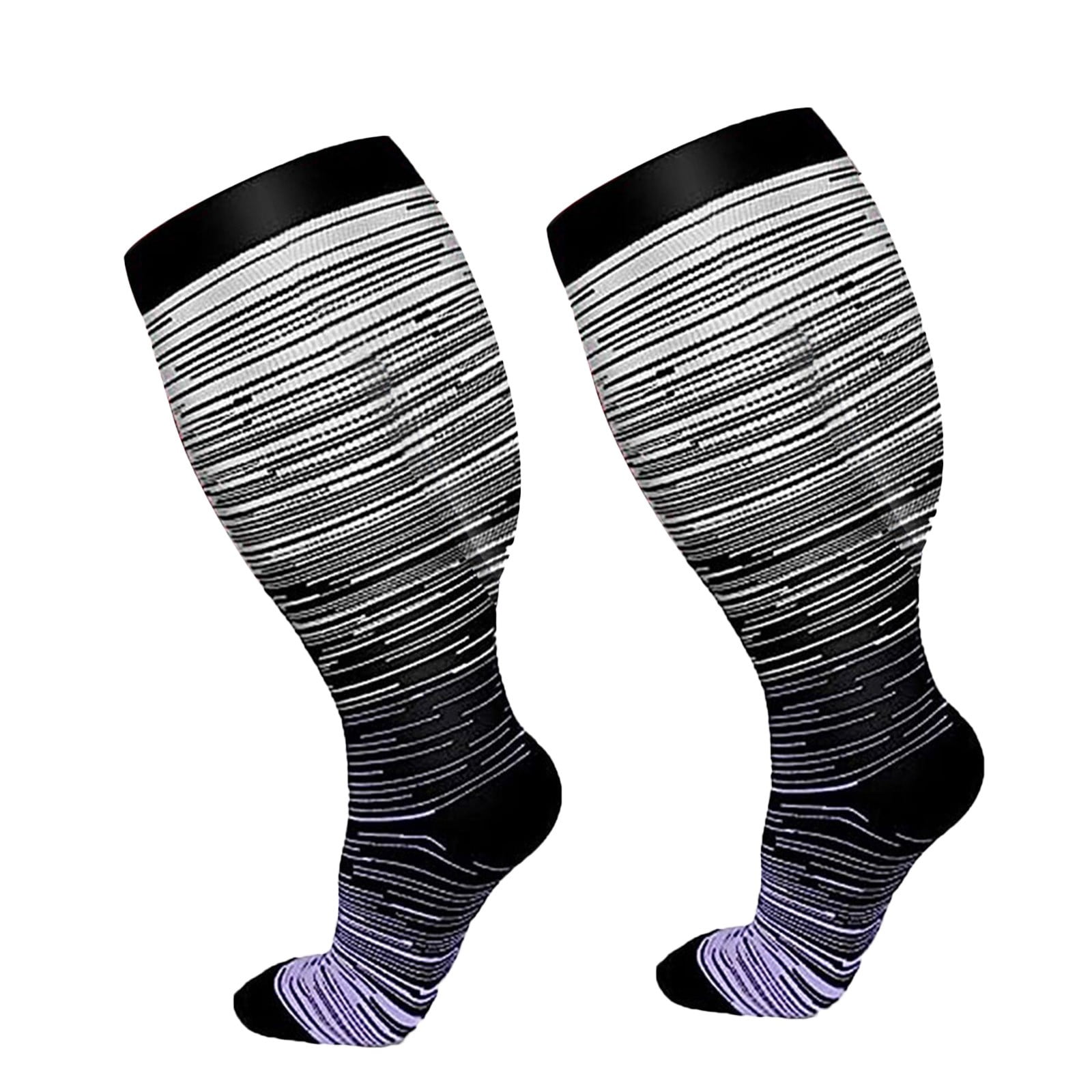 HAXMNOU Men Plus Extra Wide Nylon Compression Socks, Gray - Walmart.com