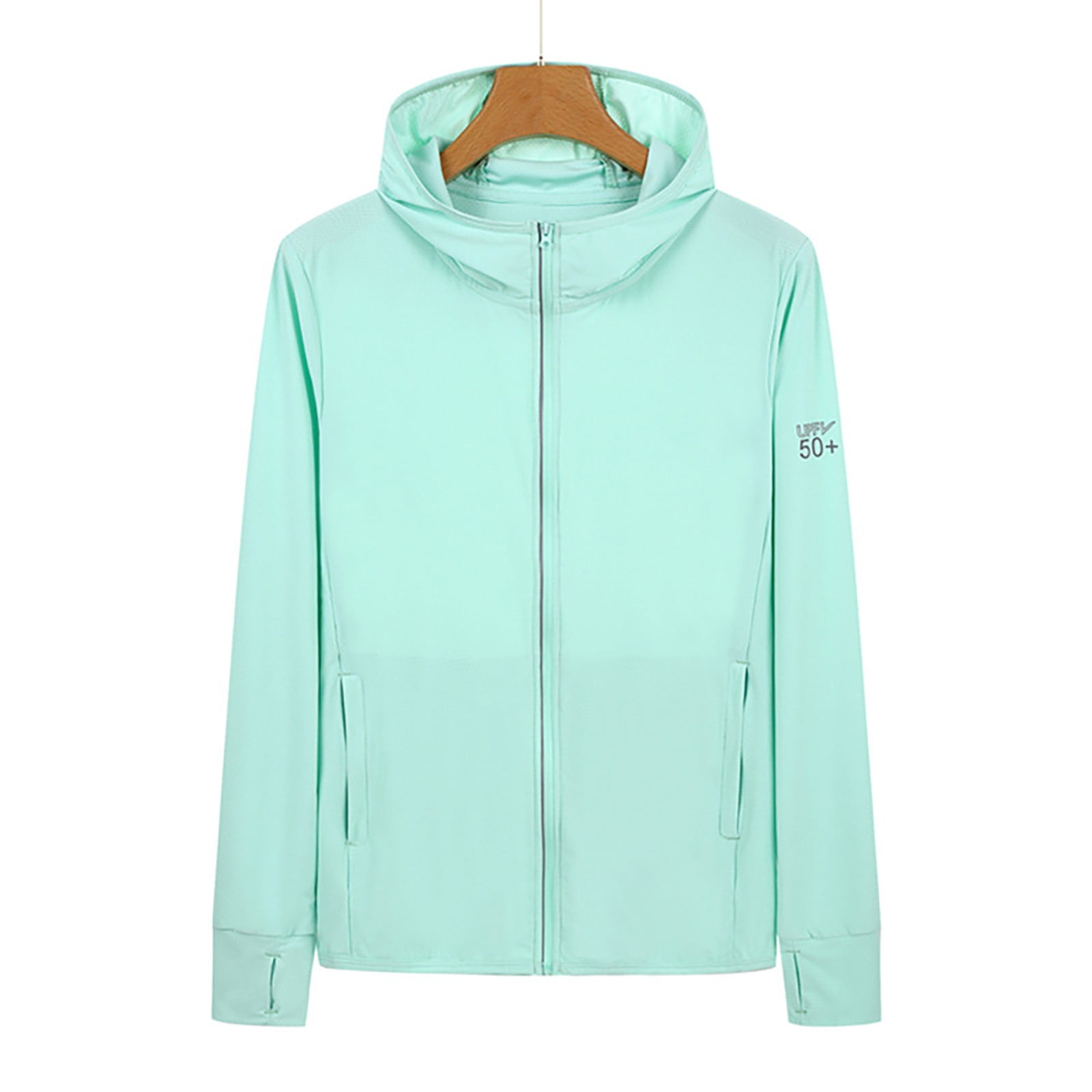 HAXMNOU Women's Long Sleeve Sun Block Shirts UPF SPF 50+ Zip Up Hoodie ...