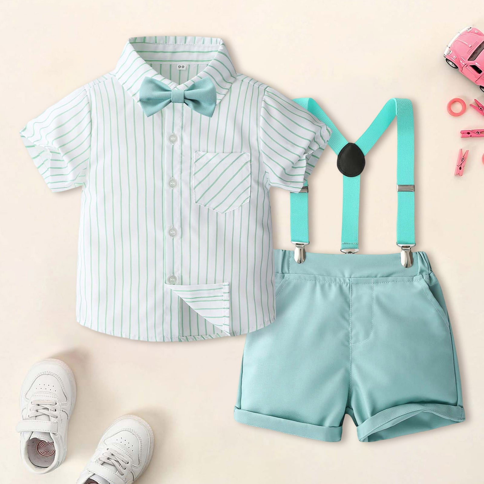 HAYIMI Boys Gentleman Shirt Suspenders Shorts Clothes Suits Dress Shirt ...