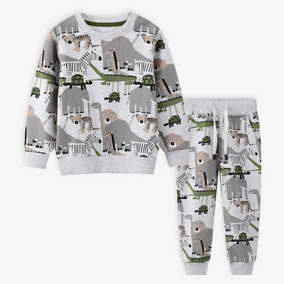 HAYIMI Child Boys Outfits Set Cute Animal Print Long Sleeve O-Neck ...