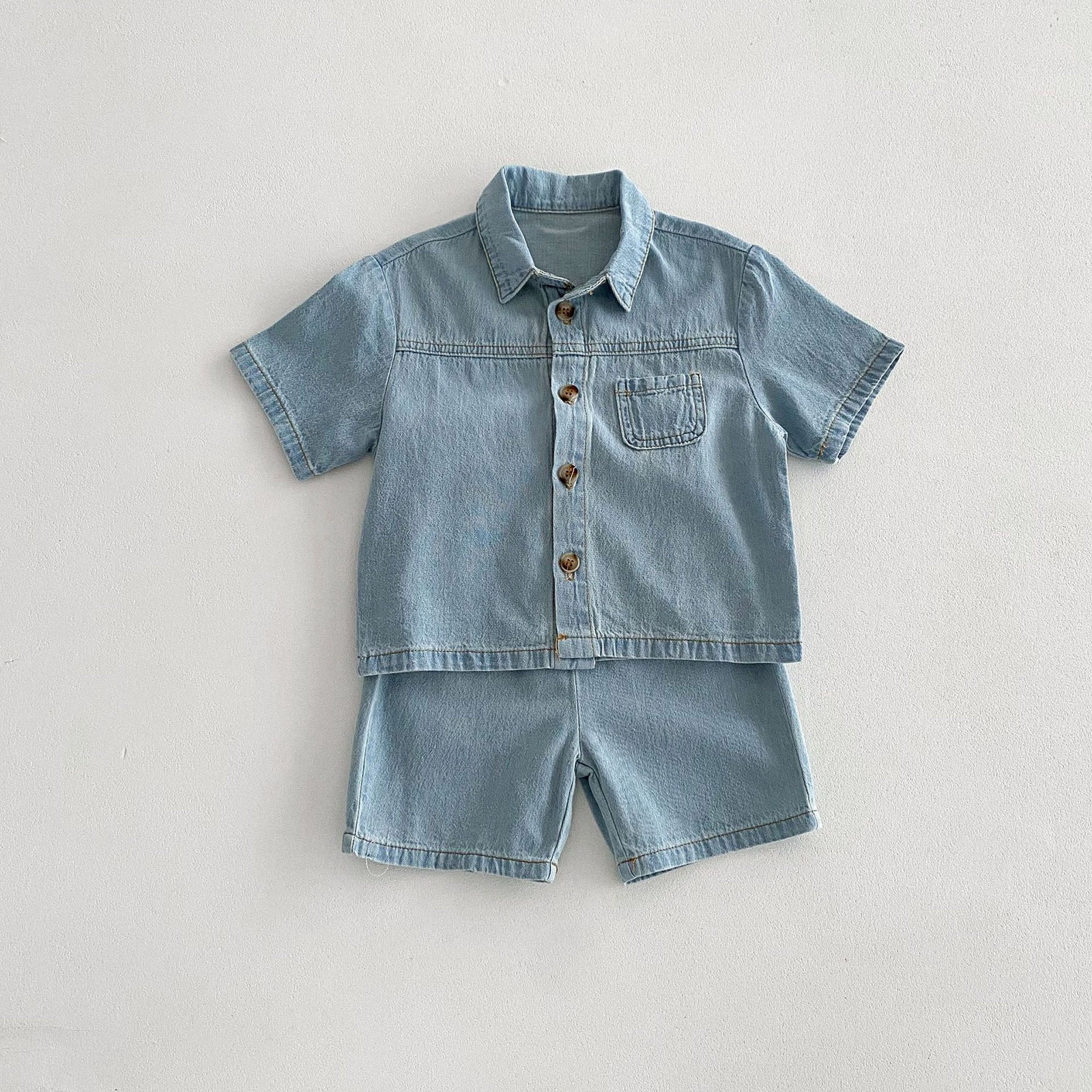 HAYIMI Child Boys Outfits Set Summer Casual Denim O-Neck Short Sleeve ...
