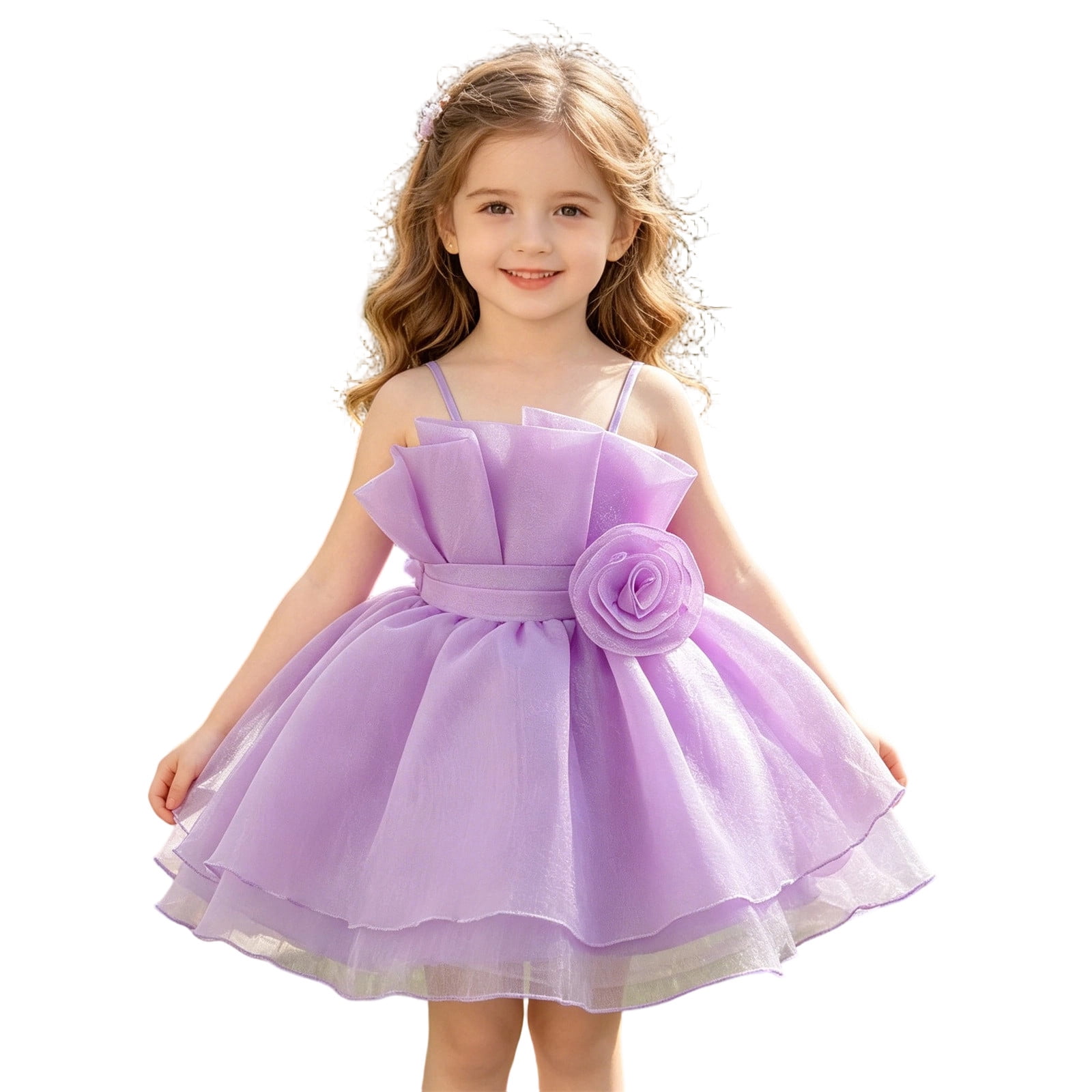 HAYIMI Child Elegant Girls Party Dress Summer Sleeveless Dress With ...