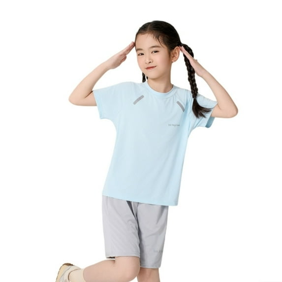 HAYIMI Child Kids Toddler Baby Solid Color Spring Summer O-Neck Short ...