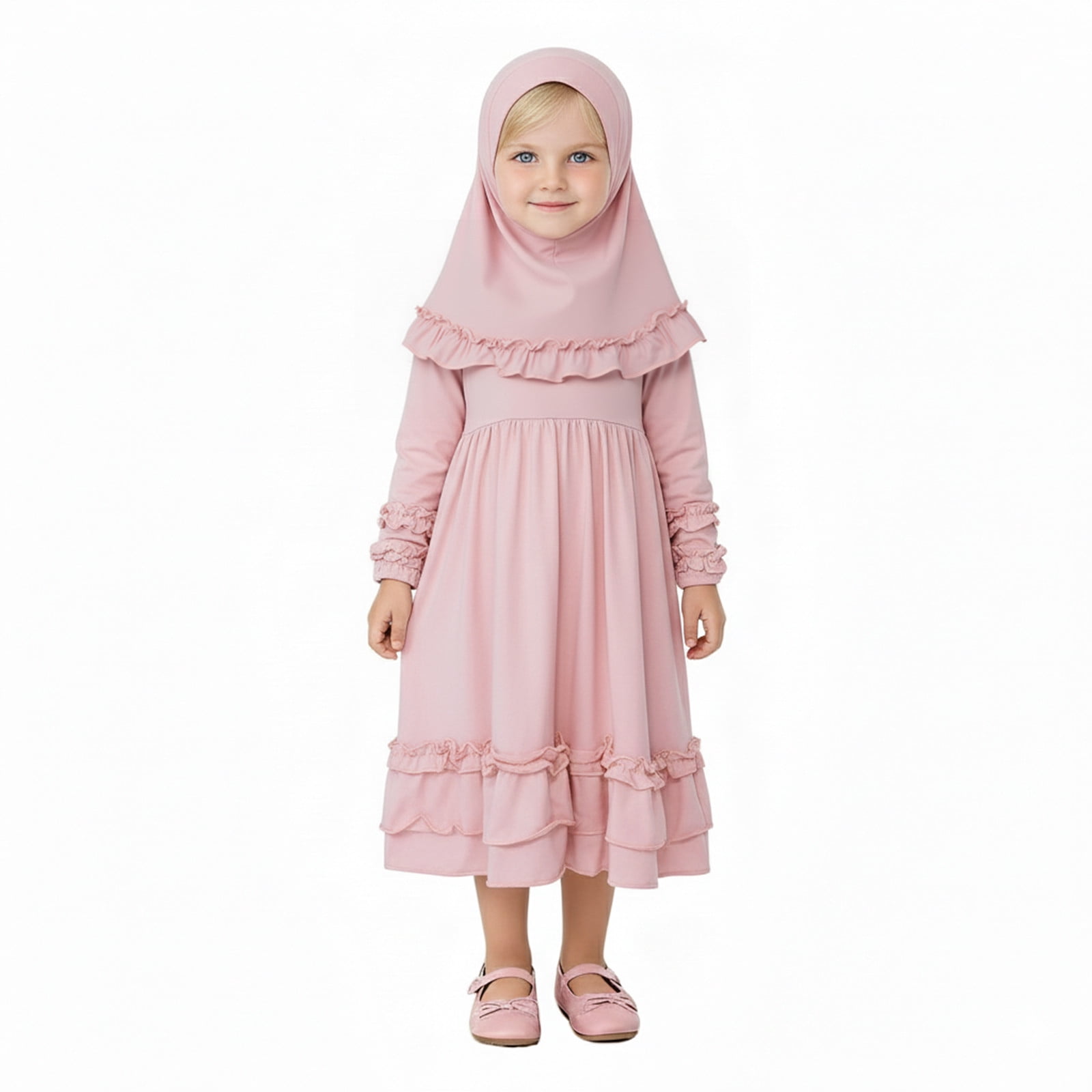 HAYIMI Child Outfit Sets Baby Girls Abaya With Hijab Robe Burka Maxi ...