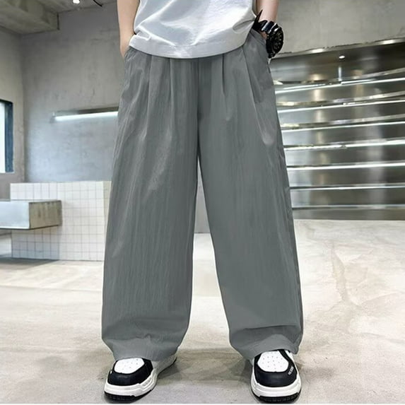 HAYIMI Child Pants Boys Casual Elastic Waist Wide Leg Pants Straight ...