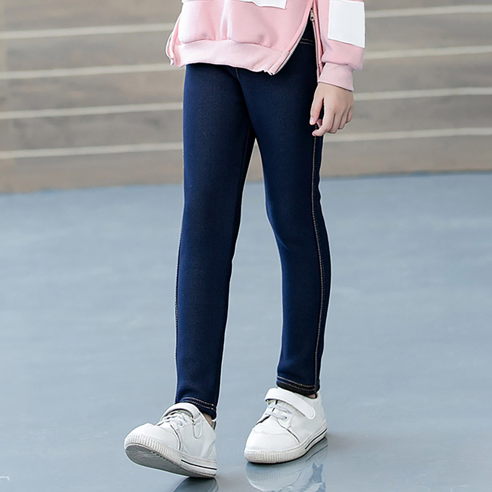 HAYIMI Child Pants Girls Fuzzy Skinny Pants Winter Warm Thickened ...