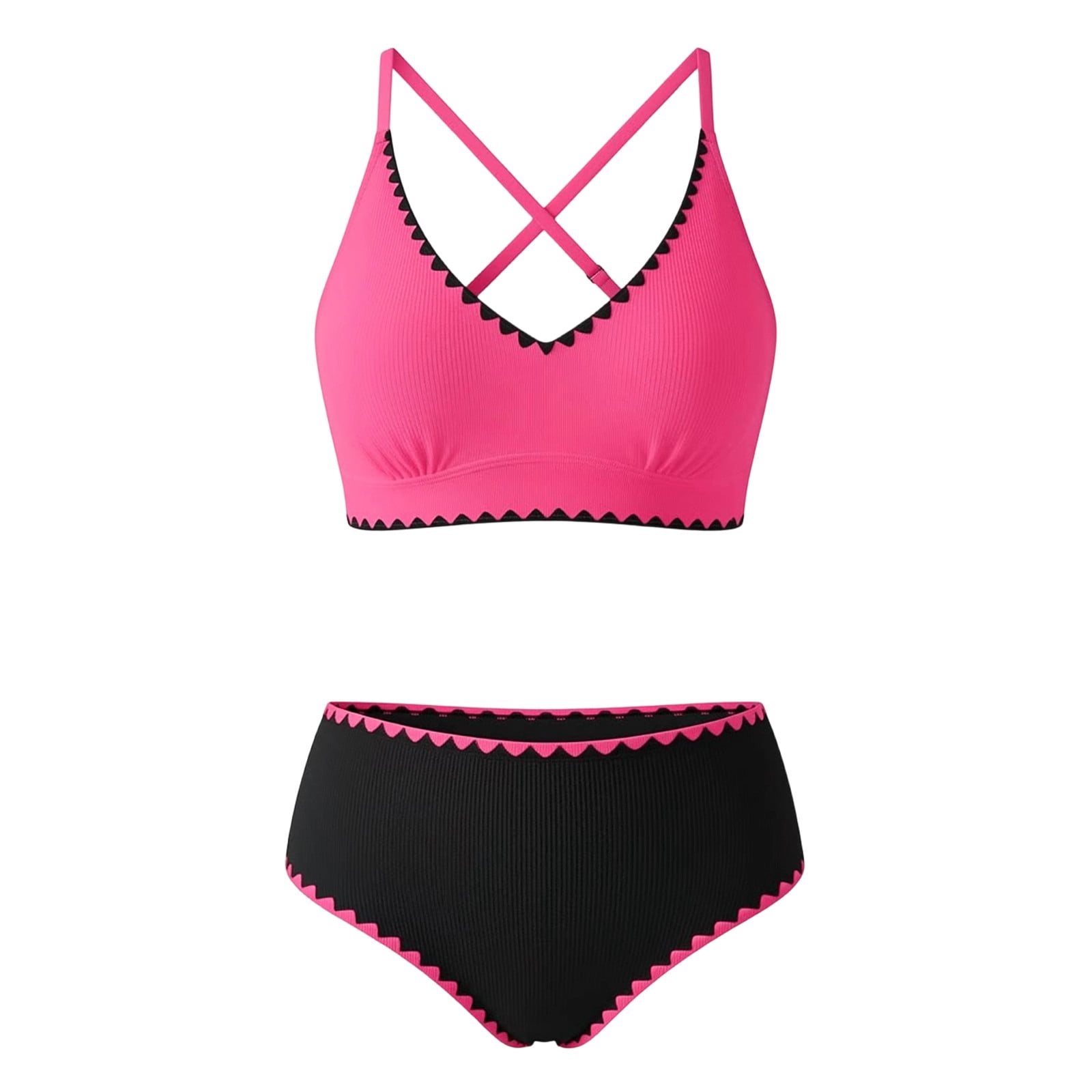 HAYIMI Child Summer Girls Swimsuit Solid Color 2 Piece Bikini Back ...