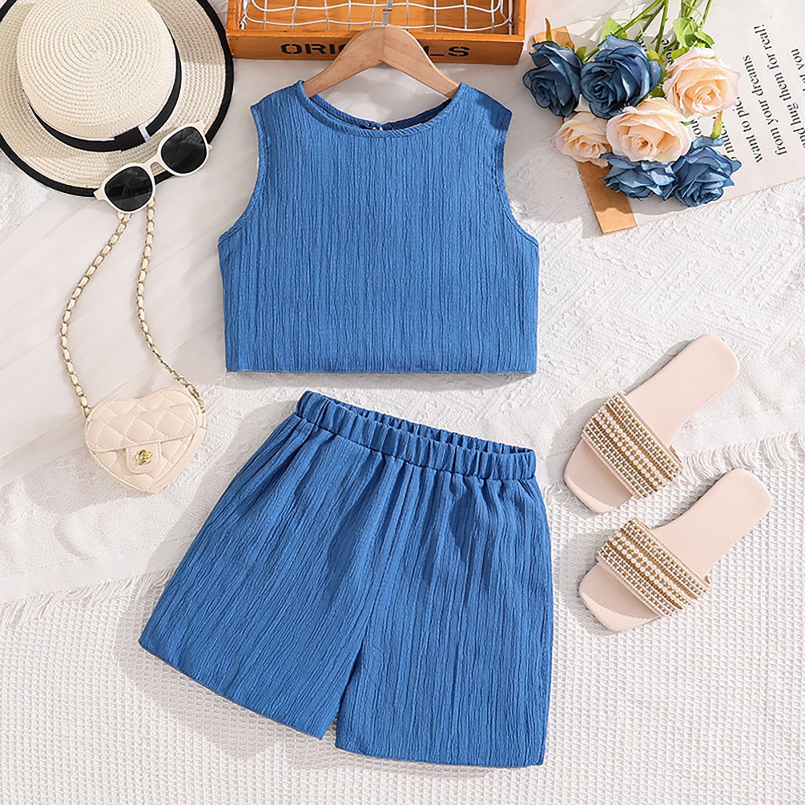HAYIMI Kids 2026 Summer Sleeveless Tops With Shorts Set Unisex ...