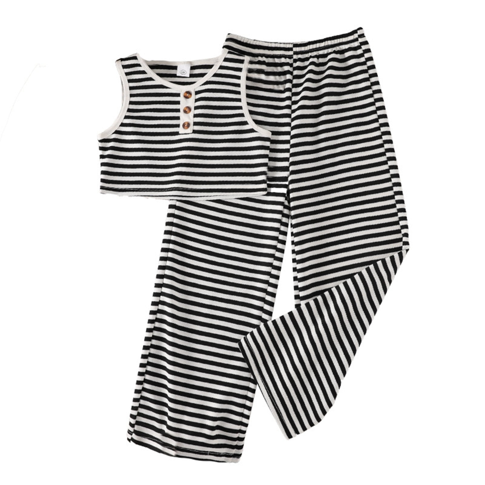 HAYIMI Kids Girls Children Fashion Striped Sleeveless Pullover Tops And ...