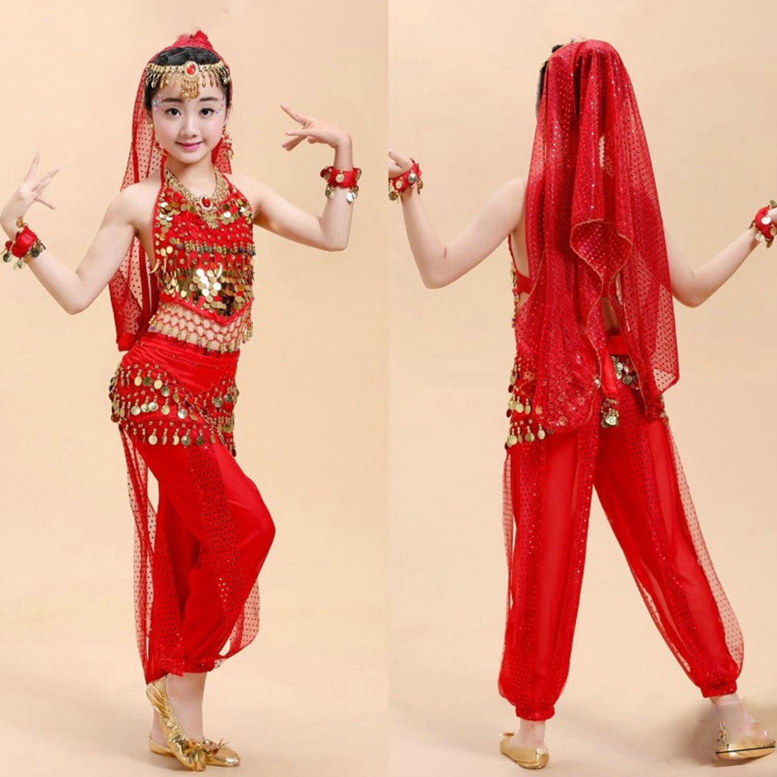 HAYIMI Kids Girls Dance Tops Pants Outfits Set For Outdoor Performances ...