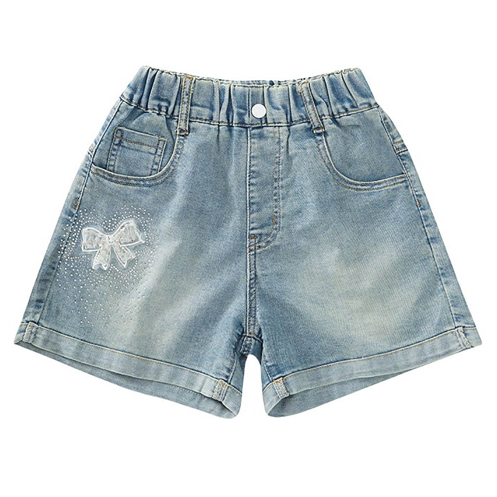 HAYIMI Kids Girls Denim Shorts Summer Casual Trouser Bow Tie Design ...