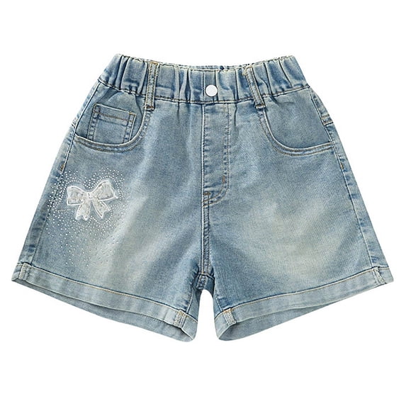 HAYIMI Kids Girls Denim Shorts Summer Casual Trouser Bow Tie Design ...