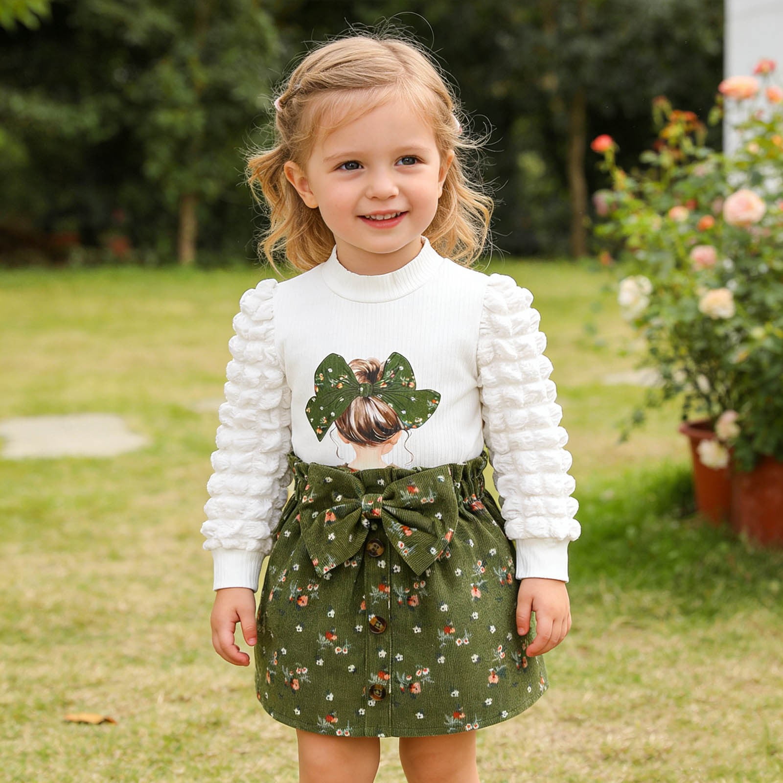 HAYIMI Kids Girls Fall Outfit Sets Casual Sleeve Tops With Embroidery ...
