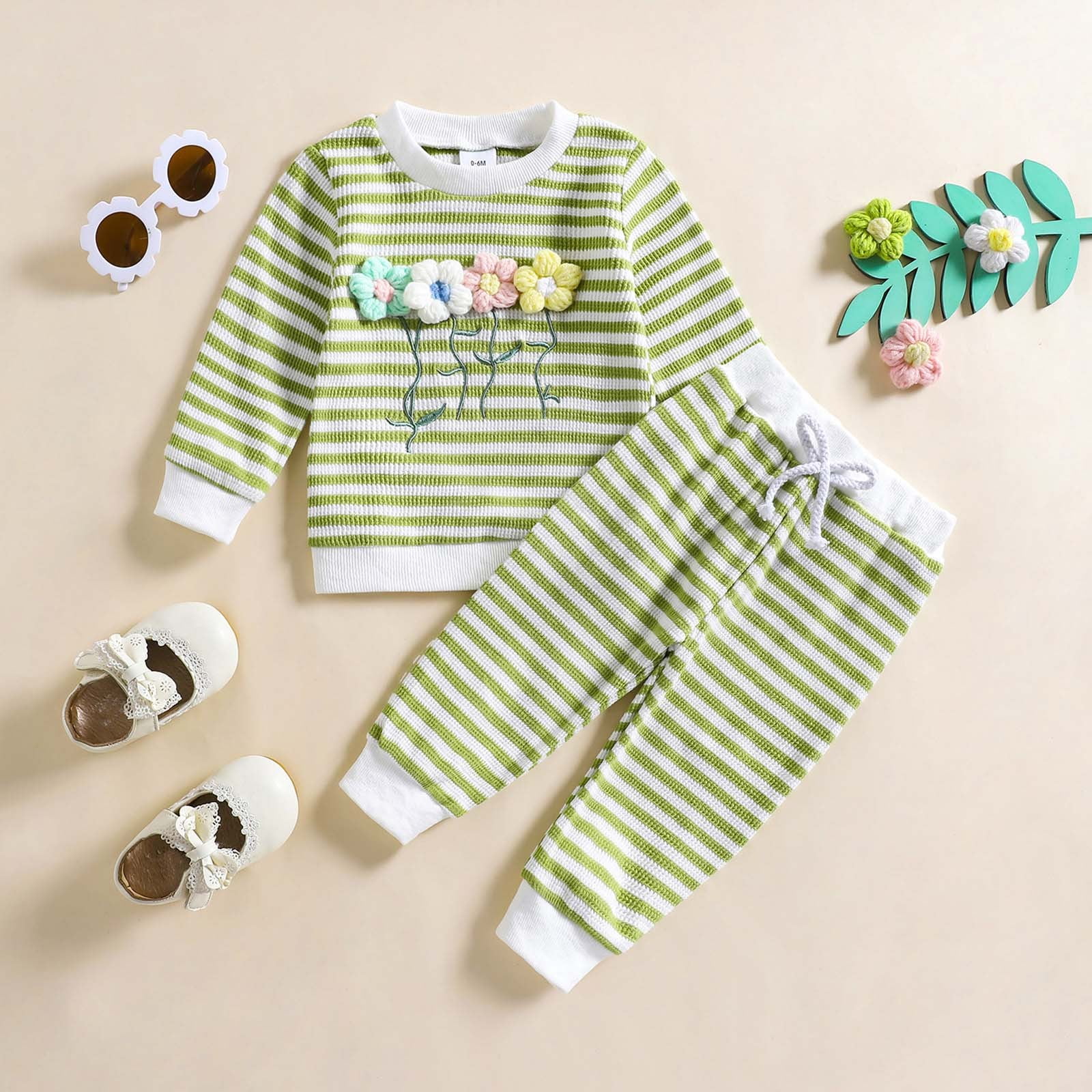 HAYIMI Kids Girls Outfits 2 Piece Set Knit Long Sleeve Tops And Pants ...