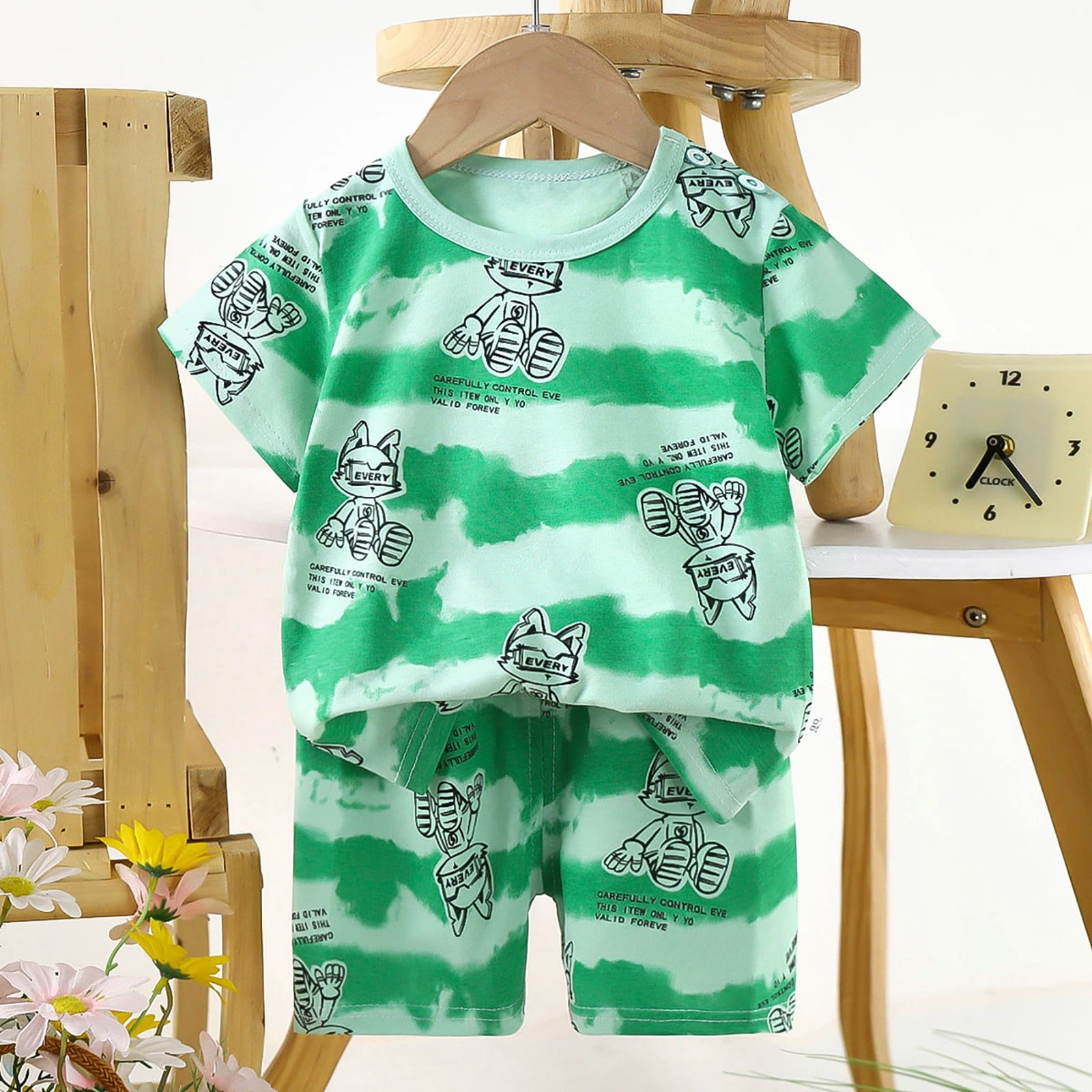 HAYIMI Kids Girls Outfits Set Toddler Casual O-Neck Short Sleeve T ...