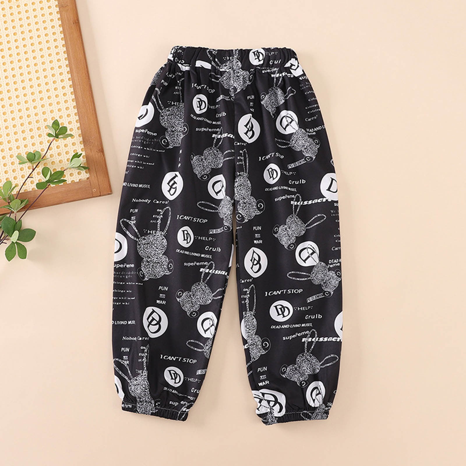 HAYIMI Kids Girls Pants Soft Comfortable Ice Silk Pants With Cartoon ...