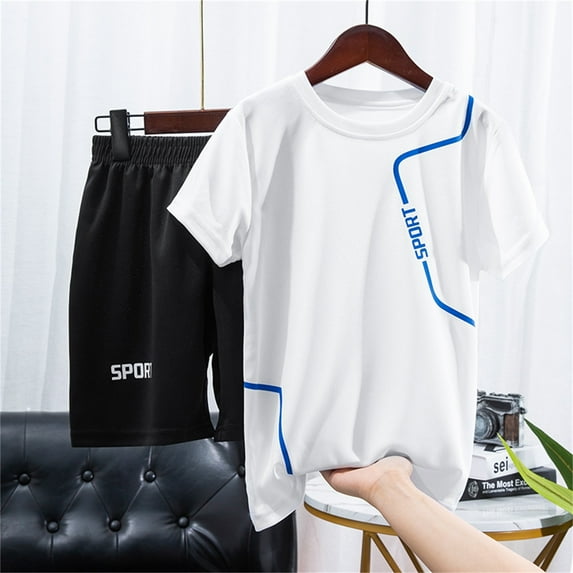 HAYIMI Kids O-Neck Short Sleeve Running Suit Casual Quick Drying Boys ...