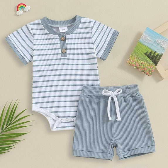HAYIMI Kids Outfit Sets Boy Girl Baby Summer Jumpsuit O-Neck Short ...