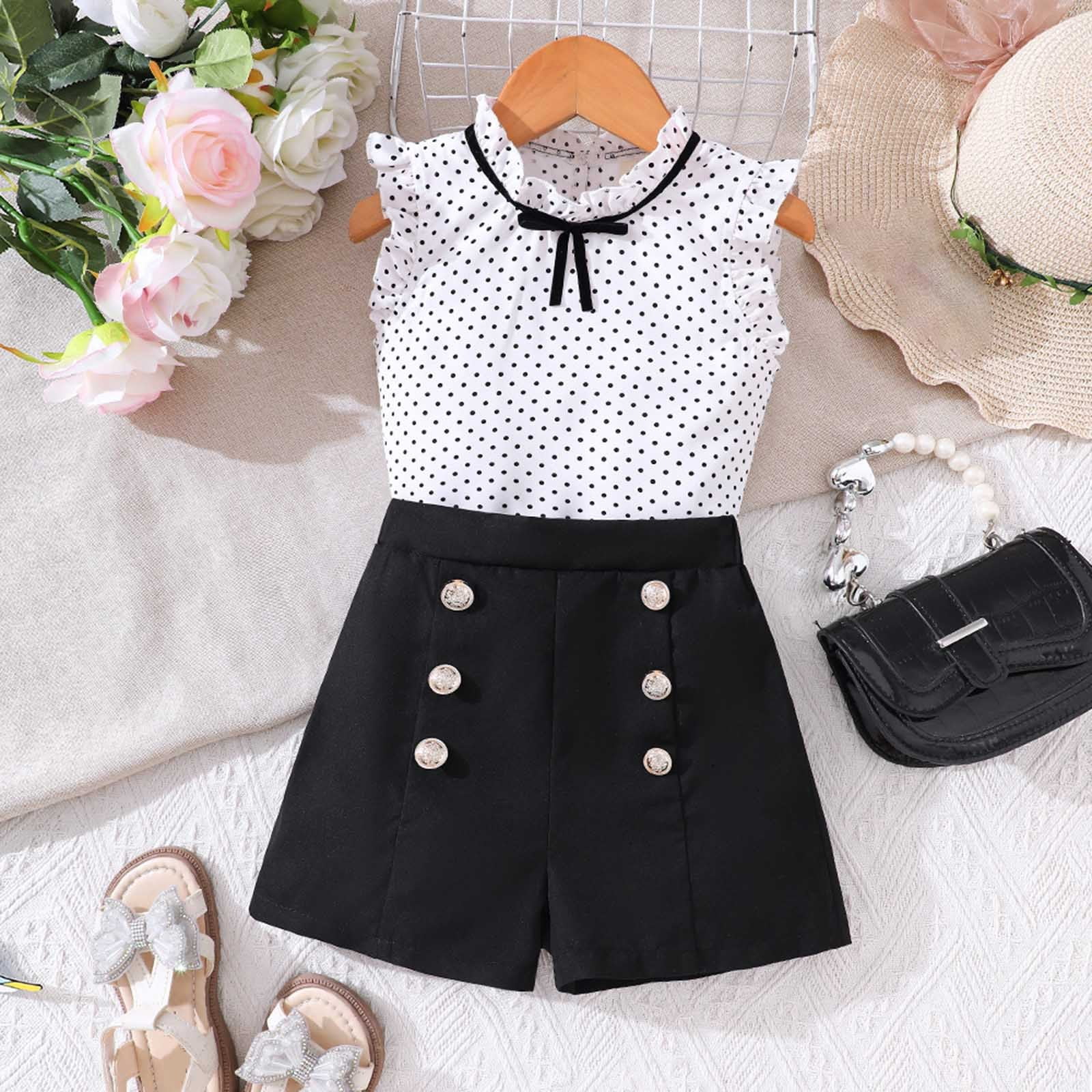 HAYIMI Kids Outfit Sets Children Polka Dot Fashion Tops Pants Suit ...