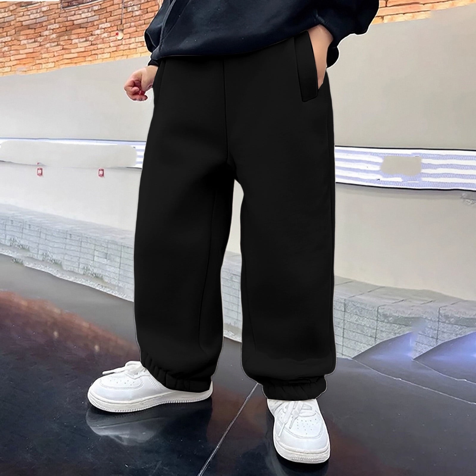 HAYIMI Kids Pants Boys Joggers Winter Thermal Sweatpants With Elastic ...