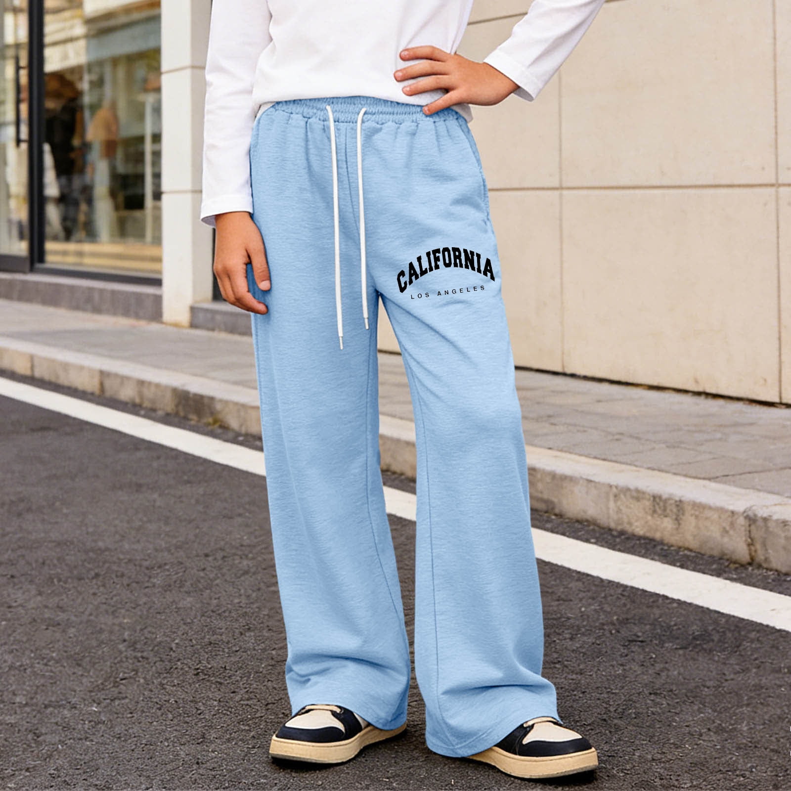 HAYIMI Kids Pants Boys Letter Graphic Wide Leg Sweatpants Baggy Pants ...